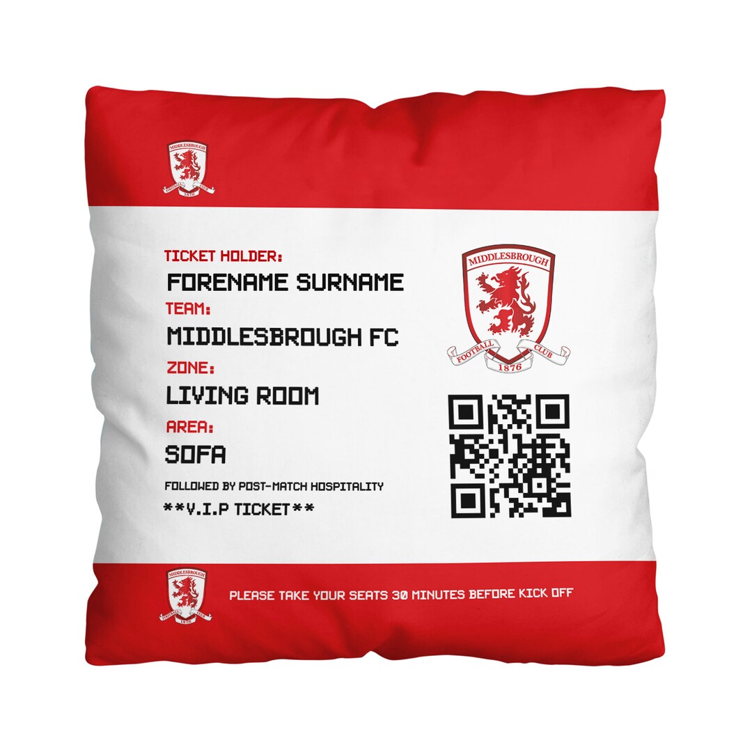 Middlesbrough FC Ticket Design 45cm Cushion Officially Licenced - Etsy UK