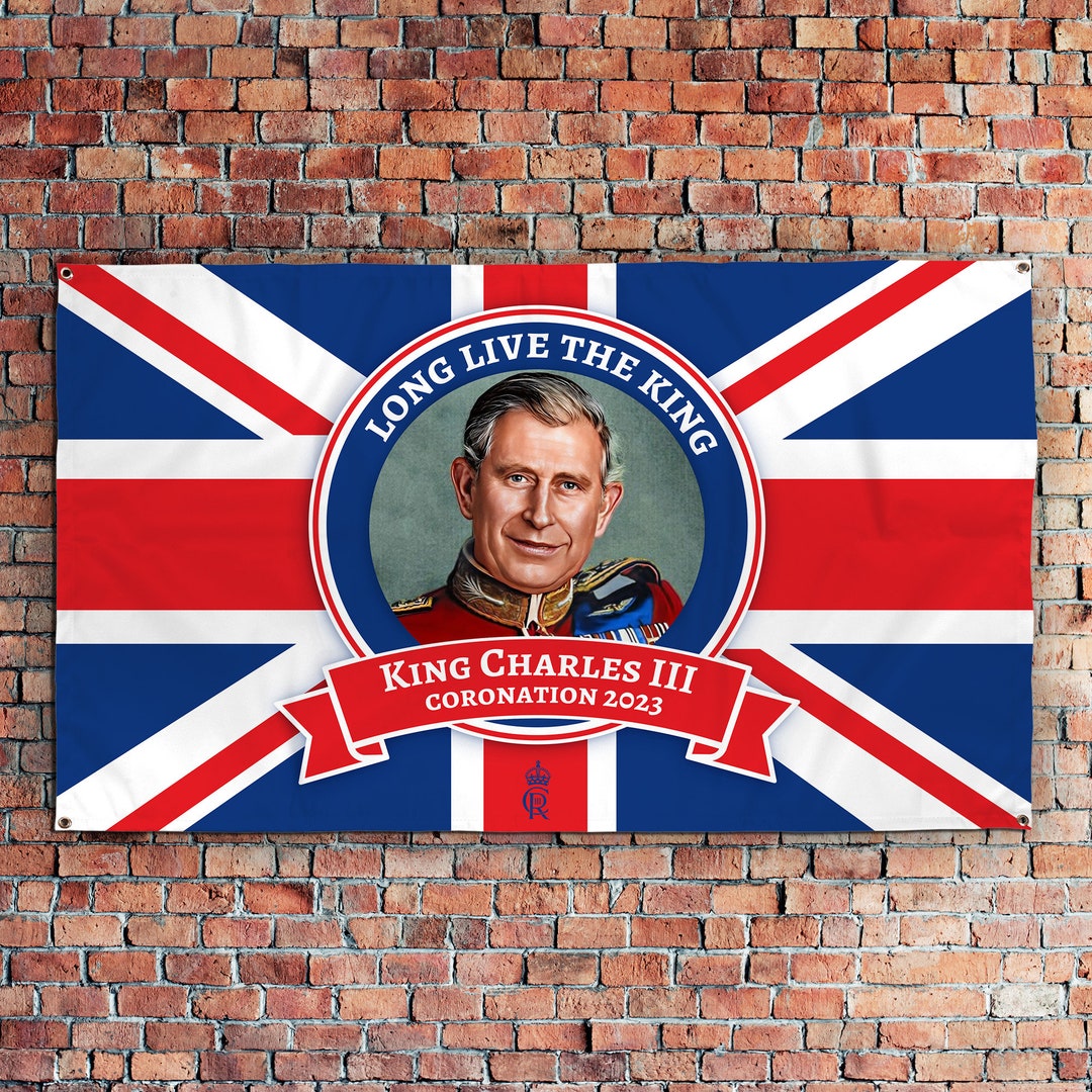 King Charles Coronation - Union Jack - Portrait - 5ft X 3ft Fabric ...