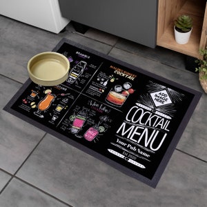 Cocktail Menu Chalk Board Design - Personalised Door Mat - 60cm X 40cm ...