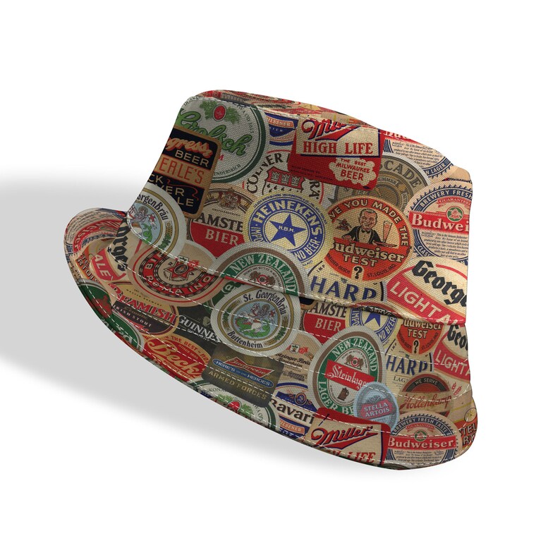 Beer Labels Bucket Hat - Fashion Sun Cap Packable Outdoor Fisherman Hat ...