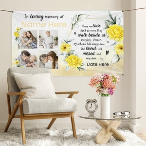 In Loving Memory - Yellow Flowers Personalised Photo 5ft X 3ft Banner ...