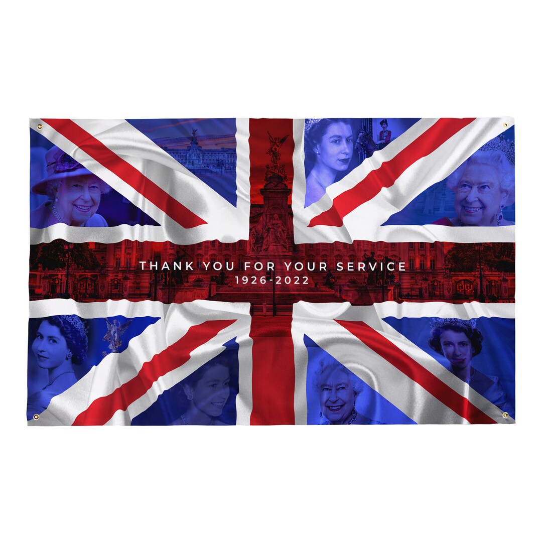 Queen Elizabeth II Commemorative - A Look Back in Time - Banner - Flag ...