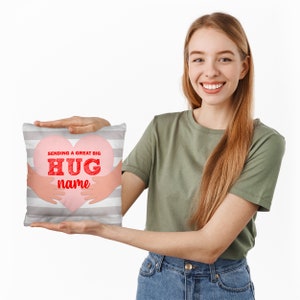 Sending A Big Hug Two Variants 26cm X 26cm Personalised Text & Photo ...