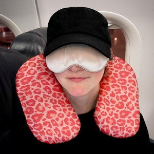 Personalised Pink Leopard Print Travel Neck Pillow - Neck Support ...