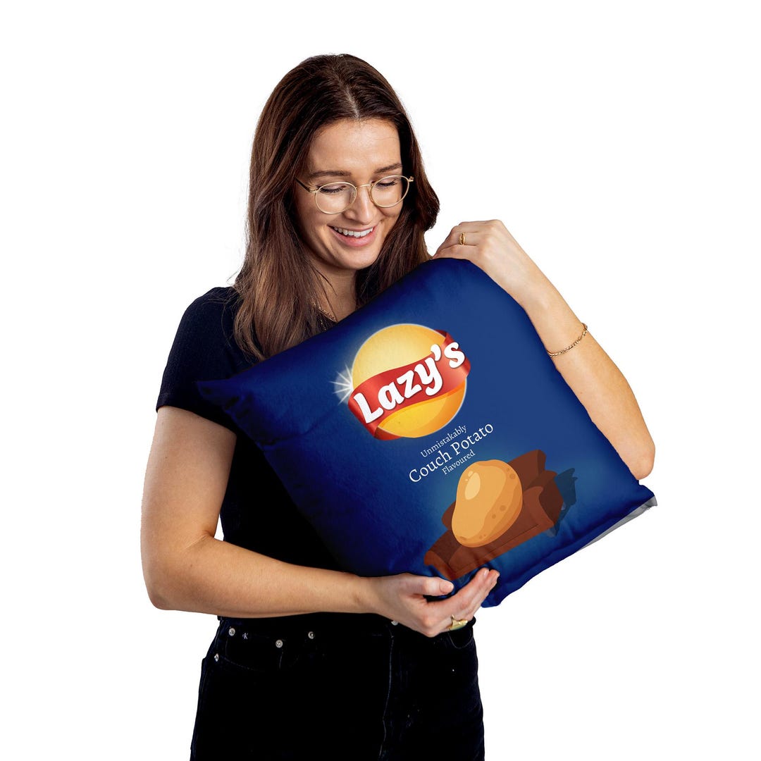Lazy Couch Potato Cushion - Cheese & Onion Crisps - Christmas Gift ...