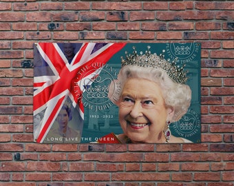 Platinum Jubilee Queen Union Jack Flag Banner 5x3ft Indoor | Etsy