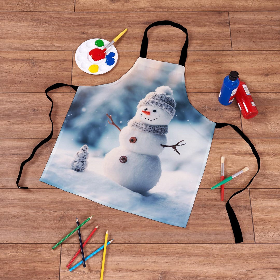 Kids Christmas Apron, Cute Snowman Design, Children's Novelty Cooking ...