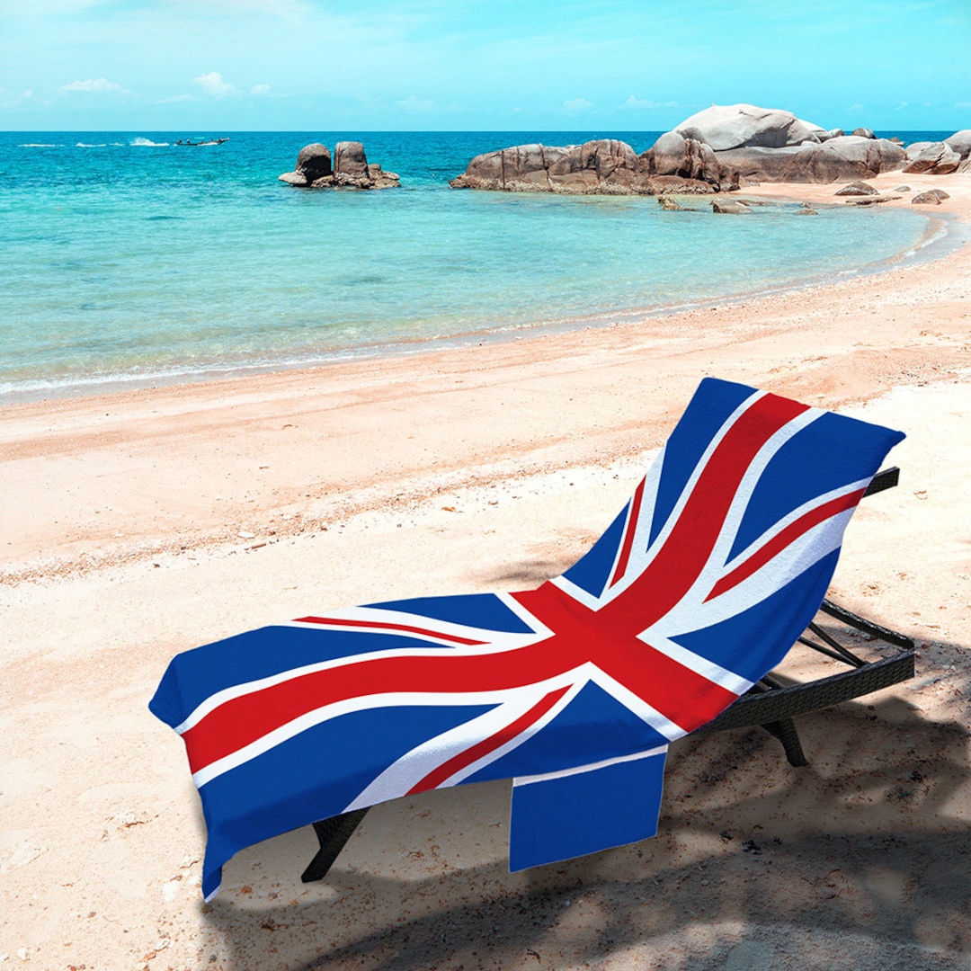Union Jack Design - Full Length Sun Lounger Towel With Pockets - Etsy