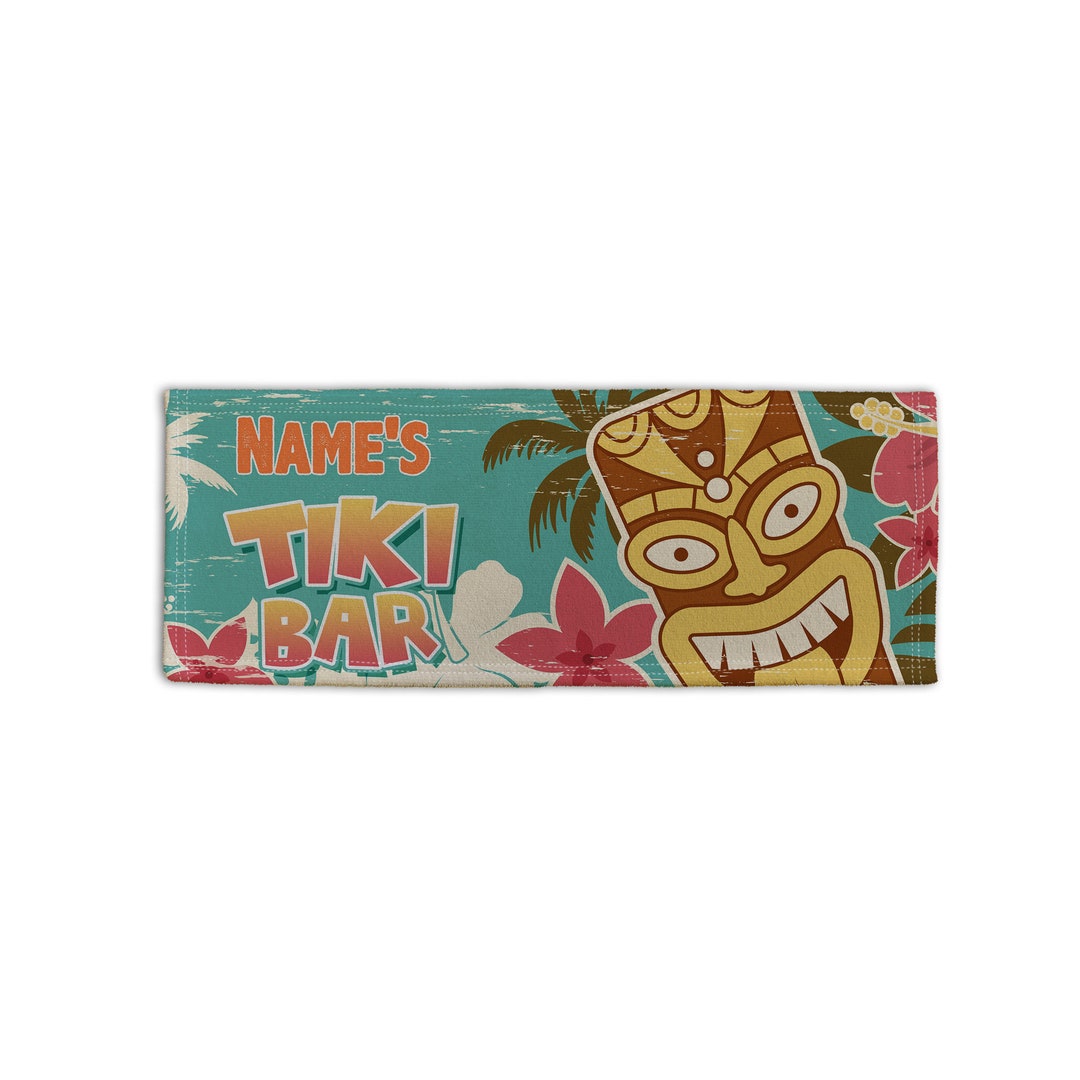 Personalised Tiki Bar Design Microfibre Bar Towel Man Cave Pub Beer Mat ...