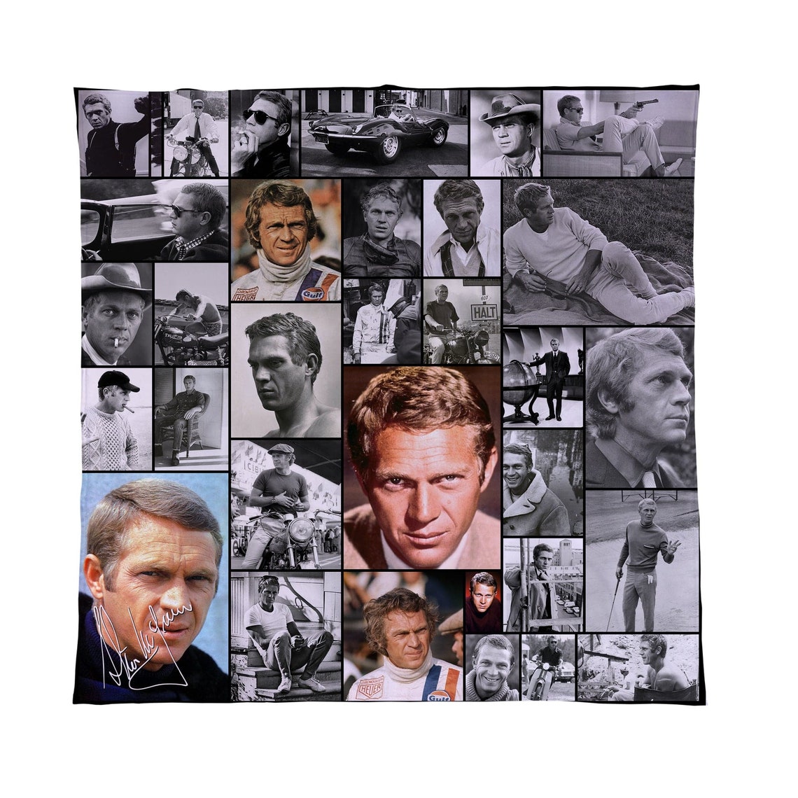 Steve Mcqueen Celebrity Montage Fleece Throw Blanket | 150cm X 150cm ...