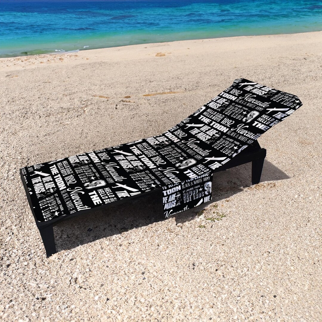 Newcastle - Word Montage - Black & White - Sunbed Towel With Pockets - Etsy