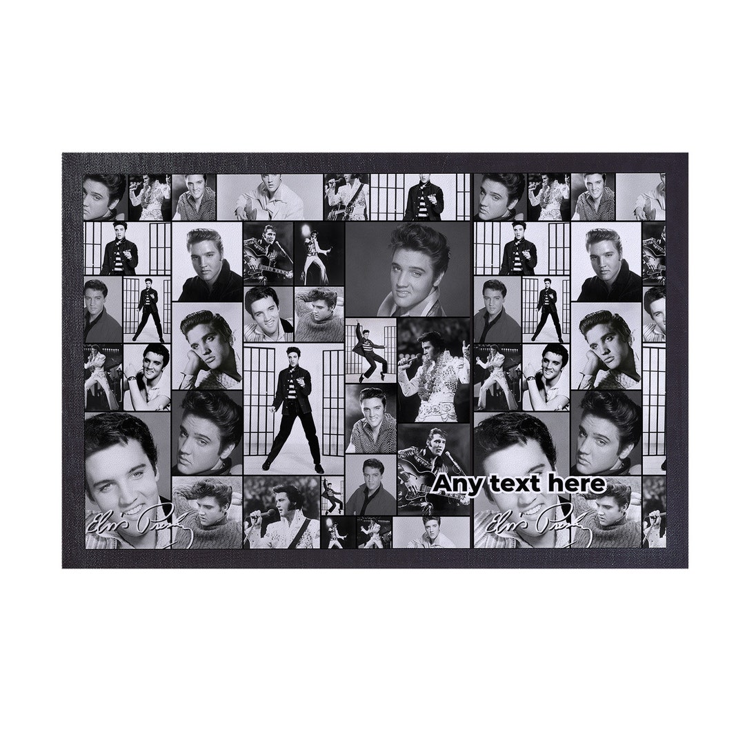Elvis Presley Black & White Montage - Personalised Door Mat - 60cm X ...