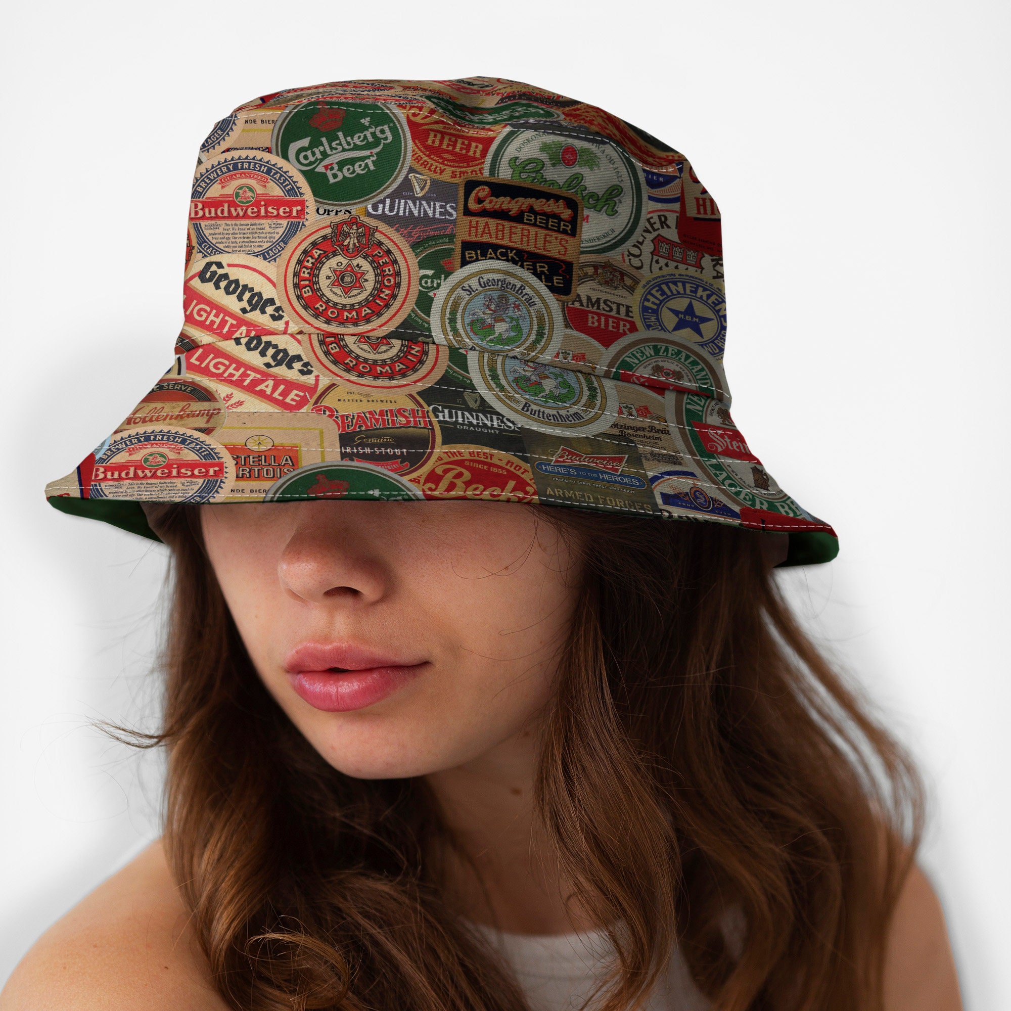 Beer Labels Bucket Hat - Fashion Sun Cap Packable Outdoor Fisherman Hat ...