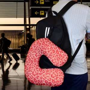 Personalised Pink Leopard Print Travel Neck Pillow - Neck Support ...