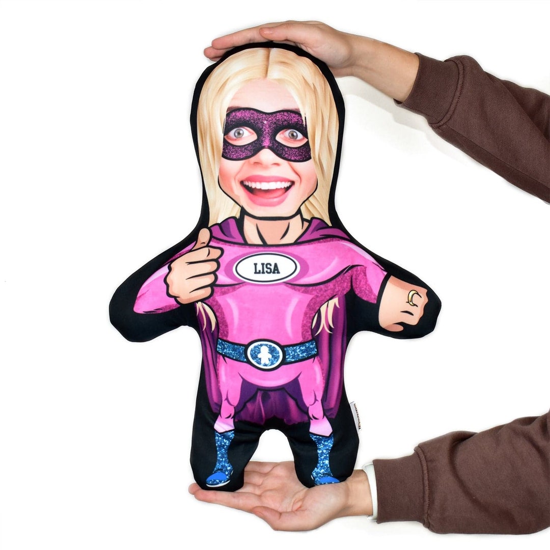 Cartoon Pink Super Hero - Two Variants Mini Me™ Photo Doll / Face Teddy ...
