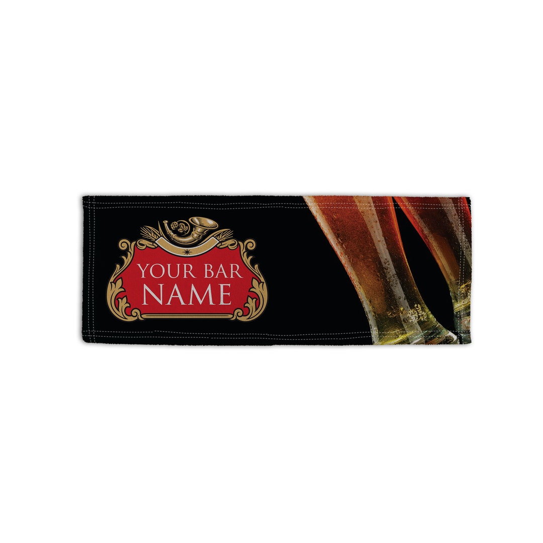 Personalised Red Beer Label Design Microfibre Bar Towel Man Cave Pub ...