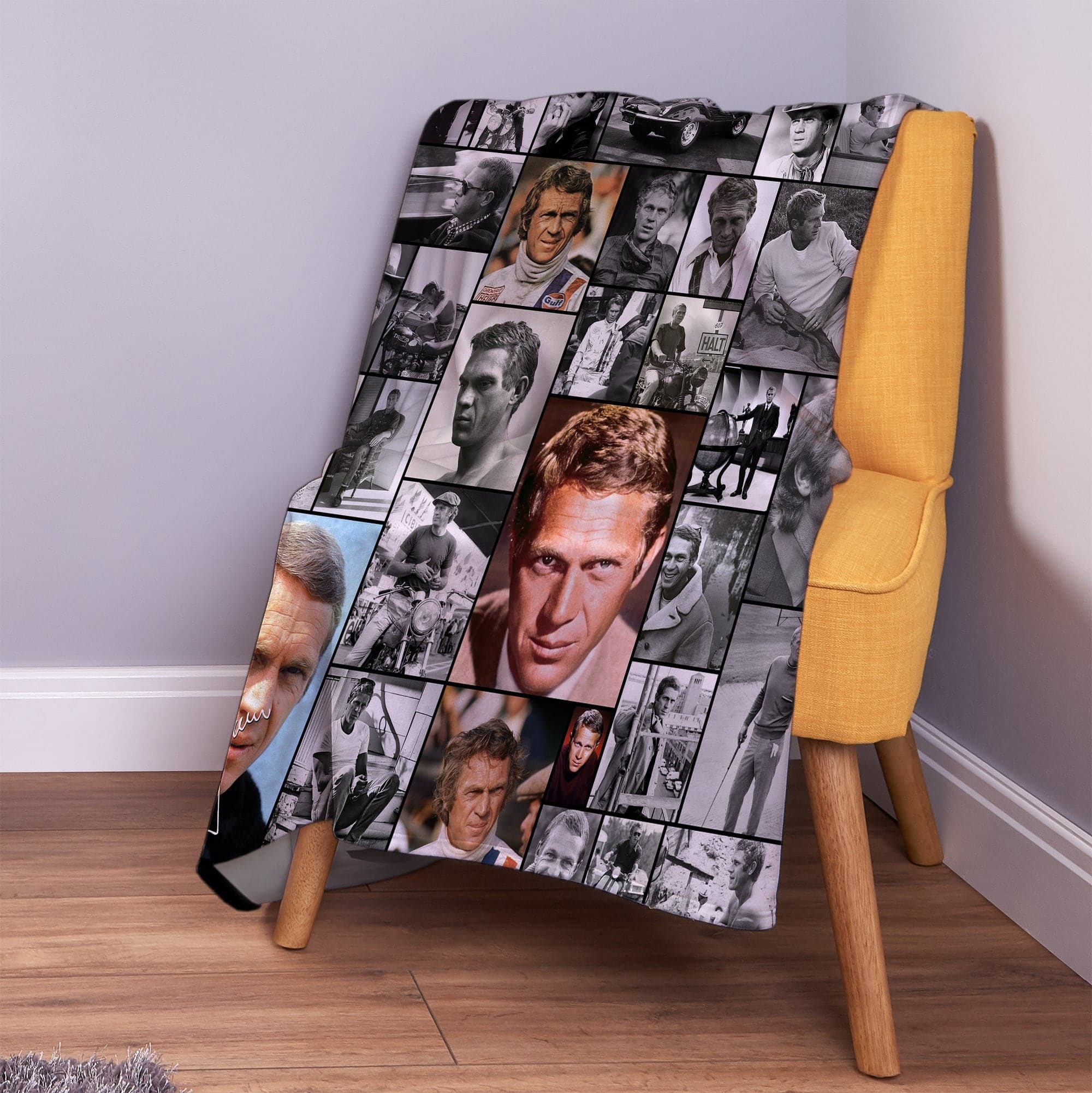 Steve Mcqueen Celebrity Montage Fleece Throw Blanket | 150cm X 150cm ...