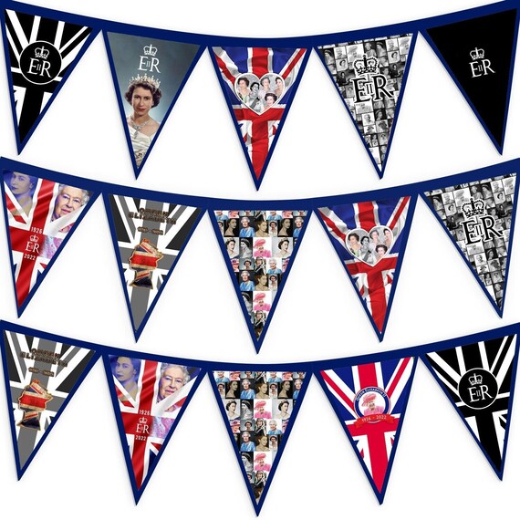 Queen Elizabeth II Stoff Dreieck Bunting Erinnerungs-Bunting - Etsy.de