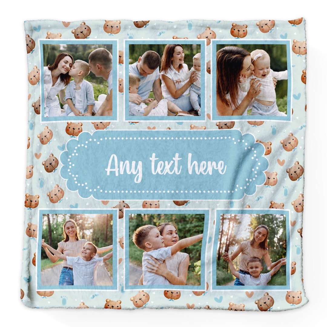 Blue Bear Pattern - Personalised Extra Soft Luxury Baby Blanket - 75cm ...