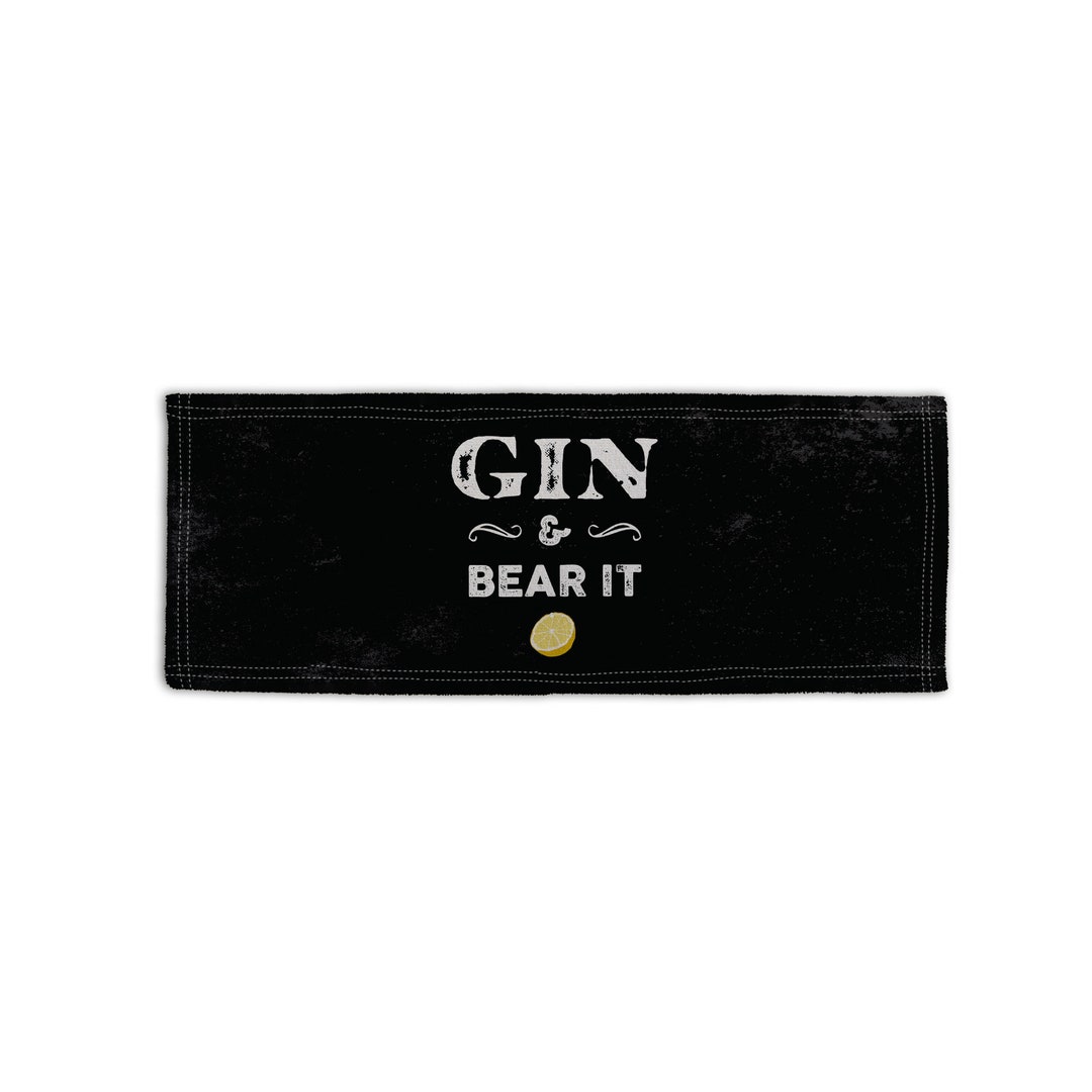 Gin & Bear It Black Design Microfibre Bar Towel Pub Beer Mat Cocktail ...
