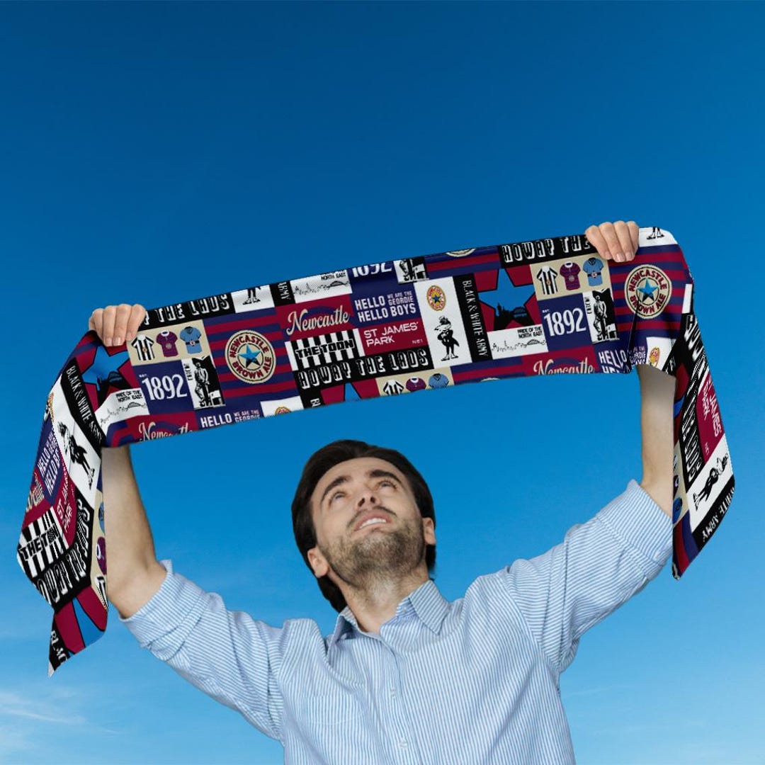 Newcastle History Montage- Knitted Eyelet Football Scarf - Etsy