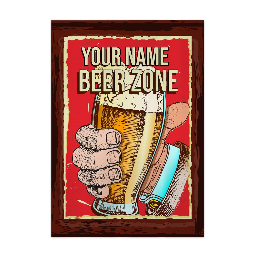 Personalised Beer Zone - A4 Metal Sign Plaque - Frame Options Available ...