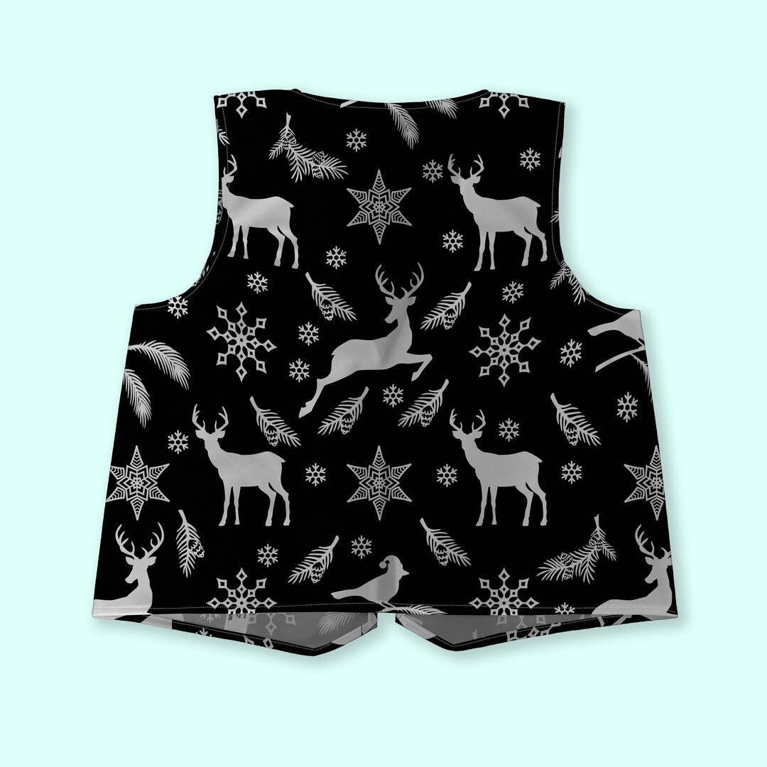 Black Reindeer Waistcoat | Fancy Dress | Novelty Party Dress up ...