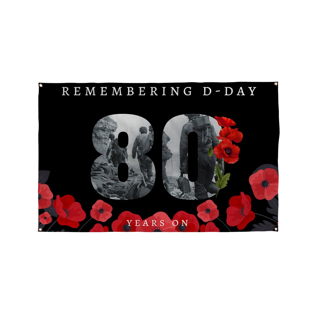 Remembering D-day 80 Years Poppies - Banner - Flag - 5x3 - Etsy