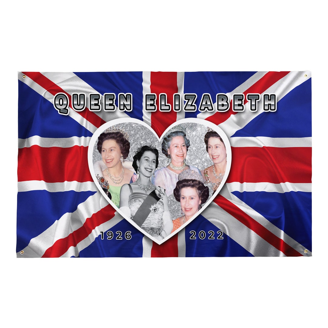 Queen Elizabeth II Commemorative - Queen Love Heart - Banner - Flag ...