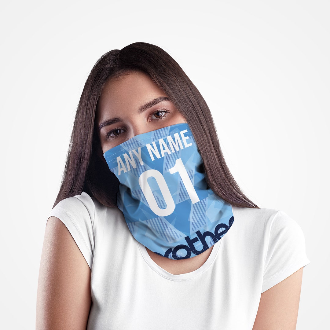 Manchester Blue 1989 Home Personalised Retro Football Snood Neck Tube ...