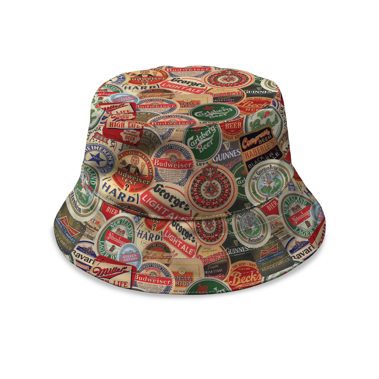 Beer Labels Bucket Hat - Fashion Sun Cap Packable Outdoor Fisherman Hat ...
