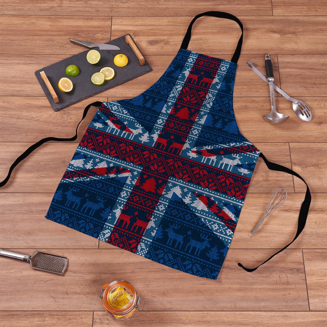 Union Jack Jumper Design Christmas Apron, Novelty Cooking Apron, Splash ...