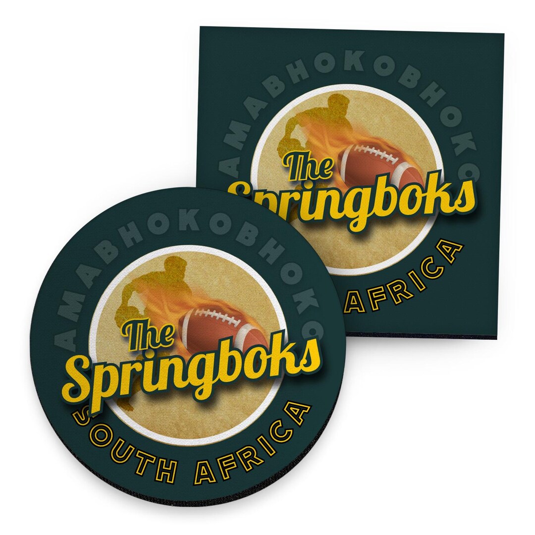 South Africa Rugby Union Springboks - Drinks Coaster - Circle or Square ...