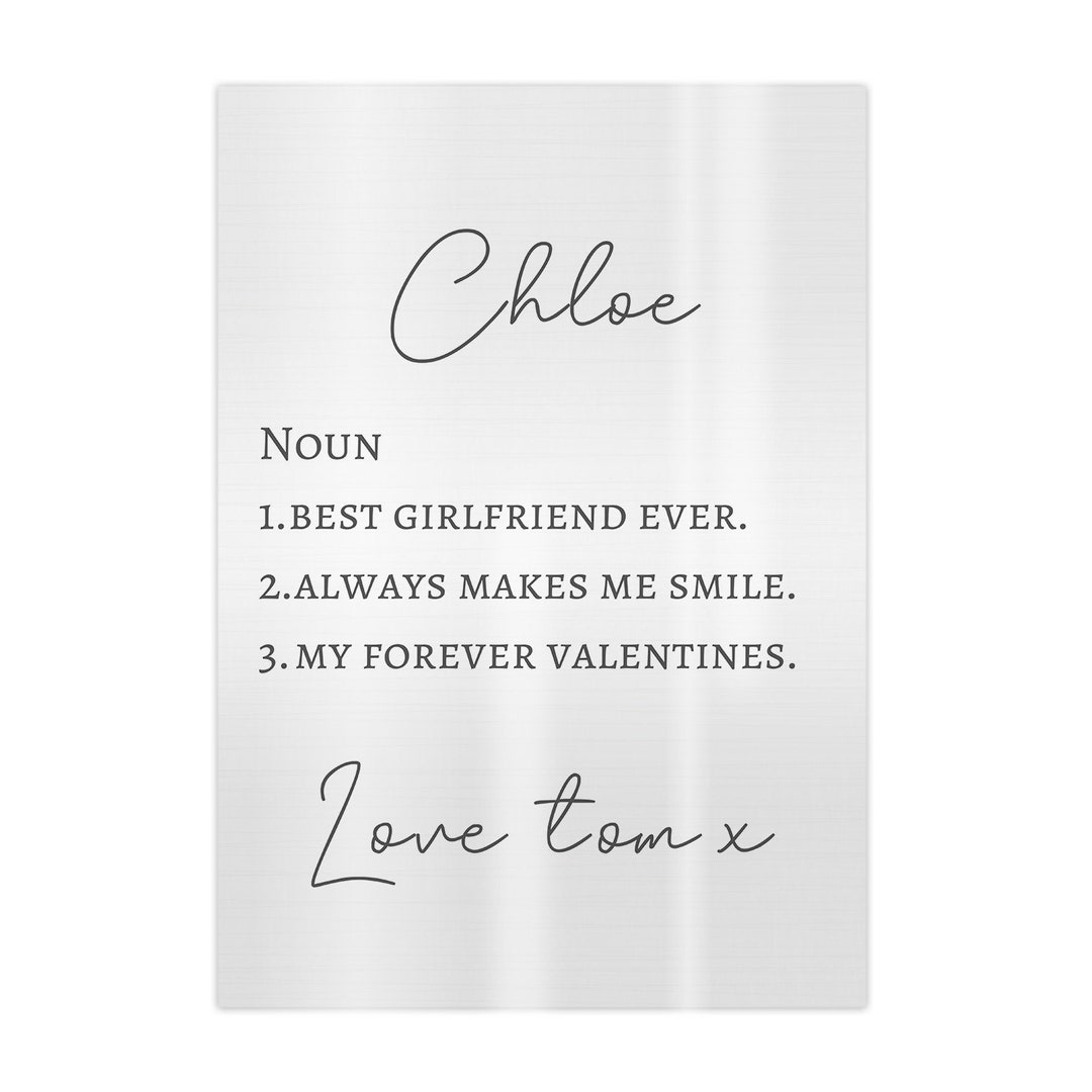Personalised Noun - Girlfriend - A4 Metal Sign Plaque - Frame Options ...