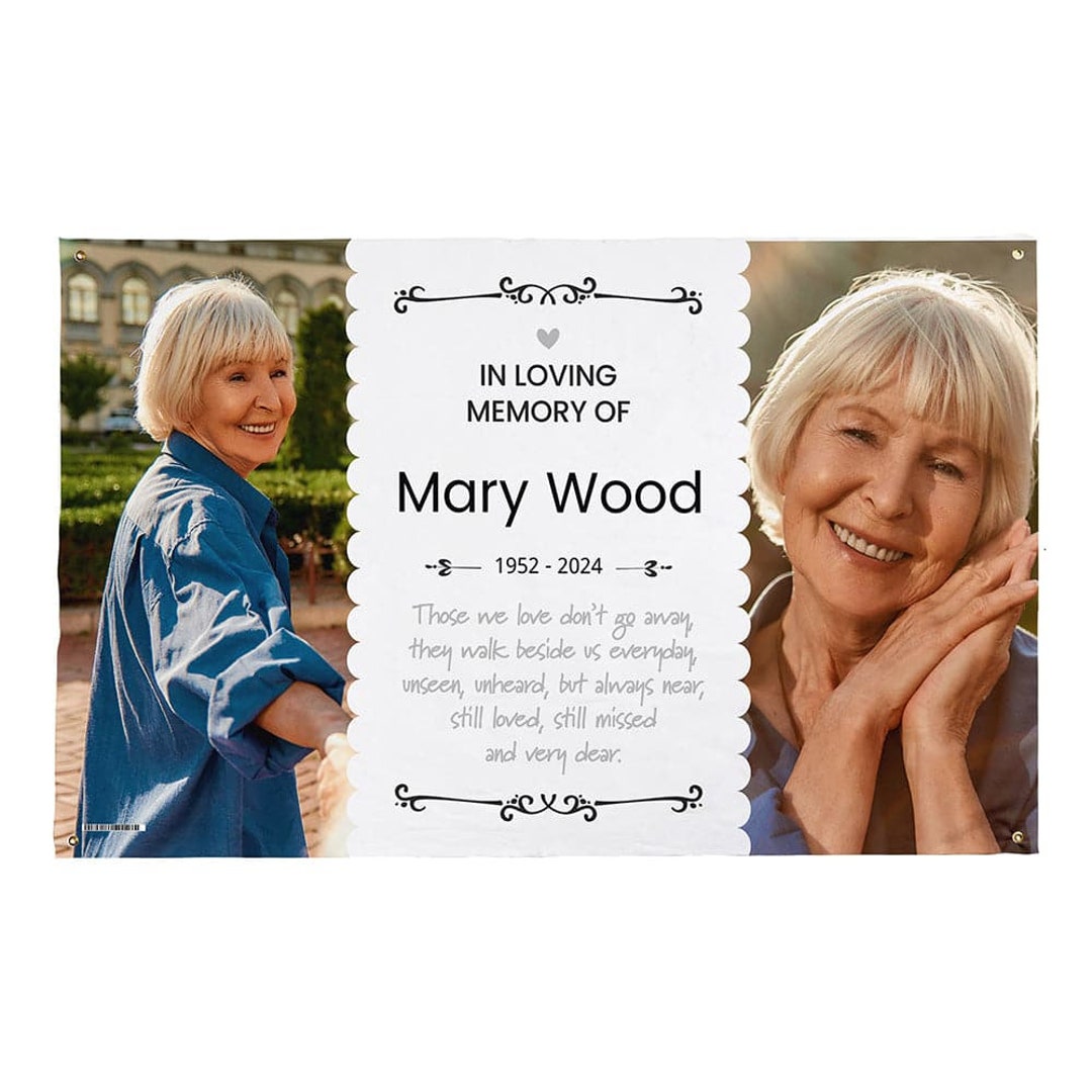 In Loving Memory of - 2 Photos - Personalised Photo 5ft X 3ft Fabric ...