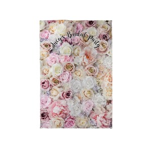 Personalised Text - Pink Floral Wall Party Backdrop - 5ft X 3ft ...