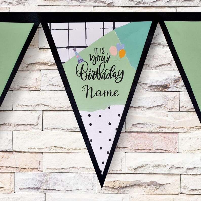 Personalised Birthday Collage - 3m Fabric Bunting With 15 Individual ...