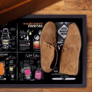 Cocktail Menu Chalk Board Design - Personalised Door Mat - 60cm X 40cm ...