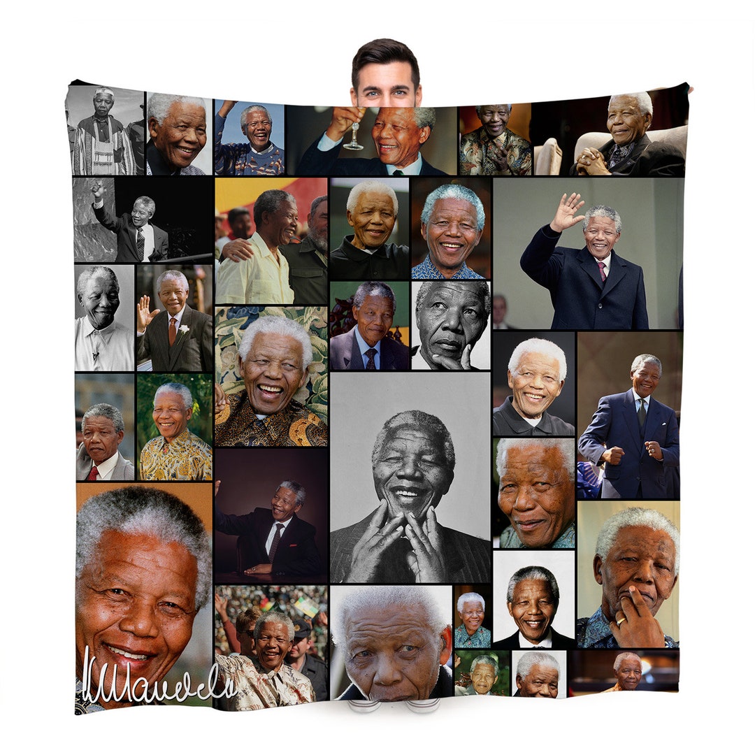 Nelson Mandela Montage Fleece Throw Blanket | 150cm X 150cm Large ...