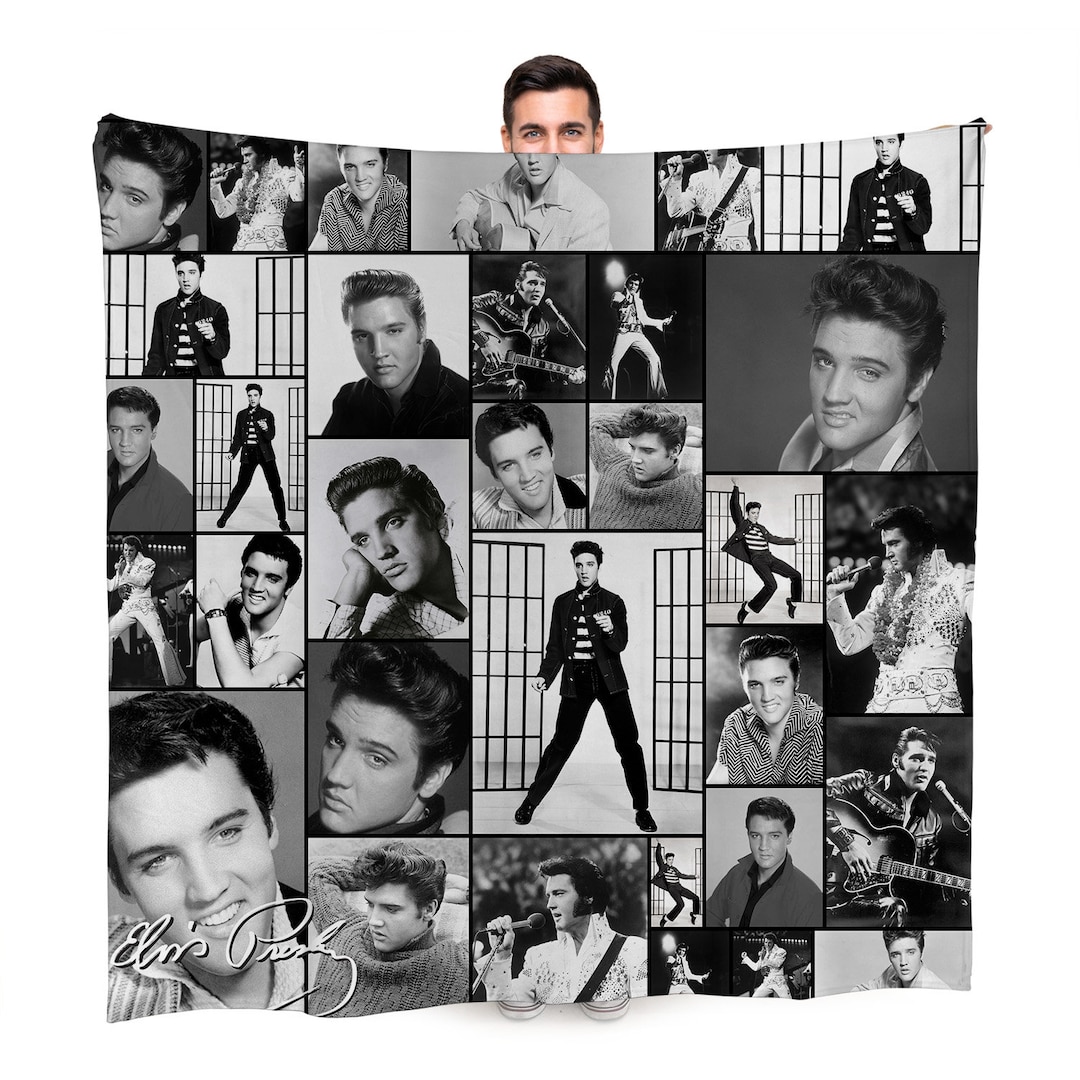 Black & White Elvis Celebrity Montage Fleece Throw Blanket | 150cm X ...
