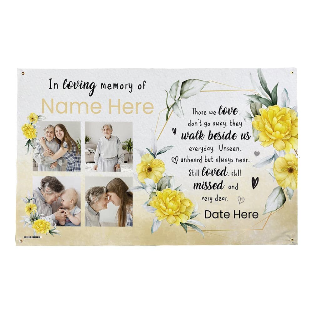 In Loving Memory - Yellow Flowers Personalised Photo 5ft X 3ft Banner ...