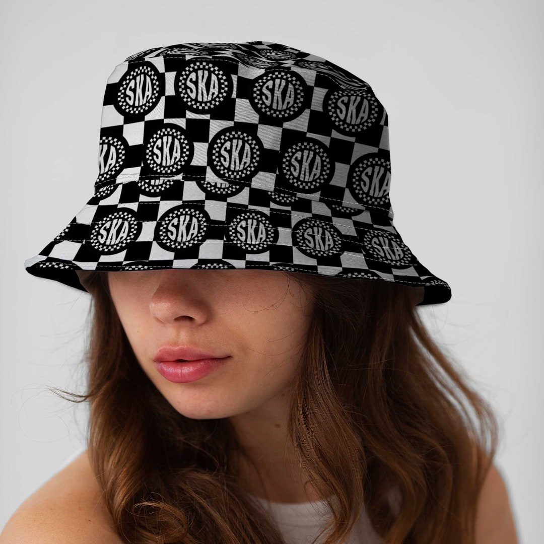 All Over SKA Print Bucket Hat - Fashion Sun Cap Packable Outdoor ...