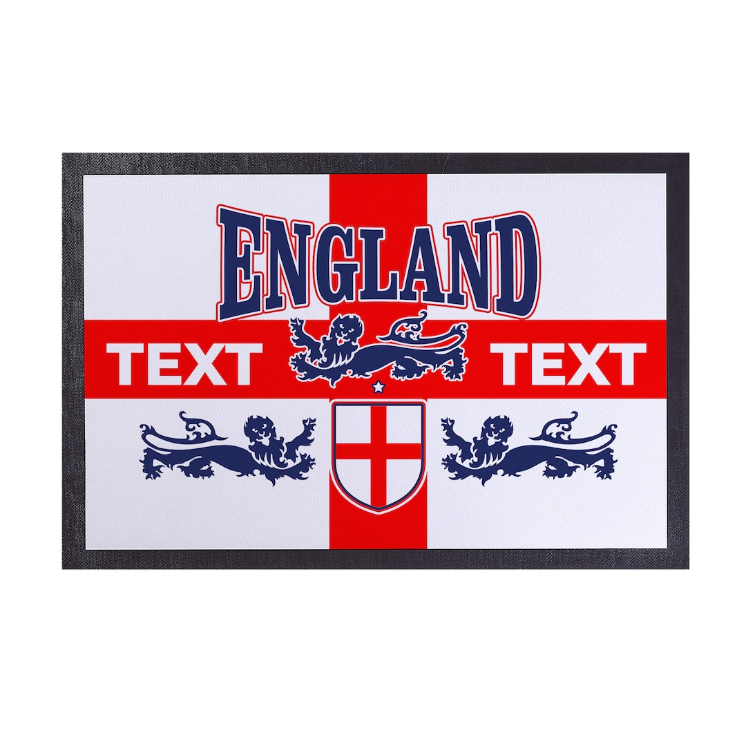 England Three Lions Design - Personalised Door Mat - 60cm X 40cm - Etsy