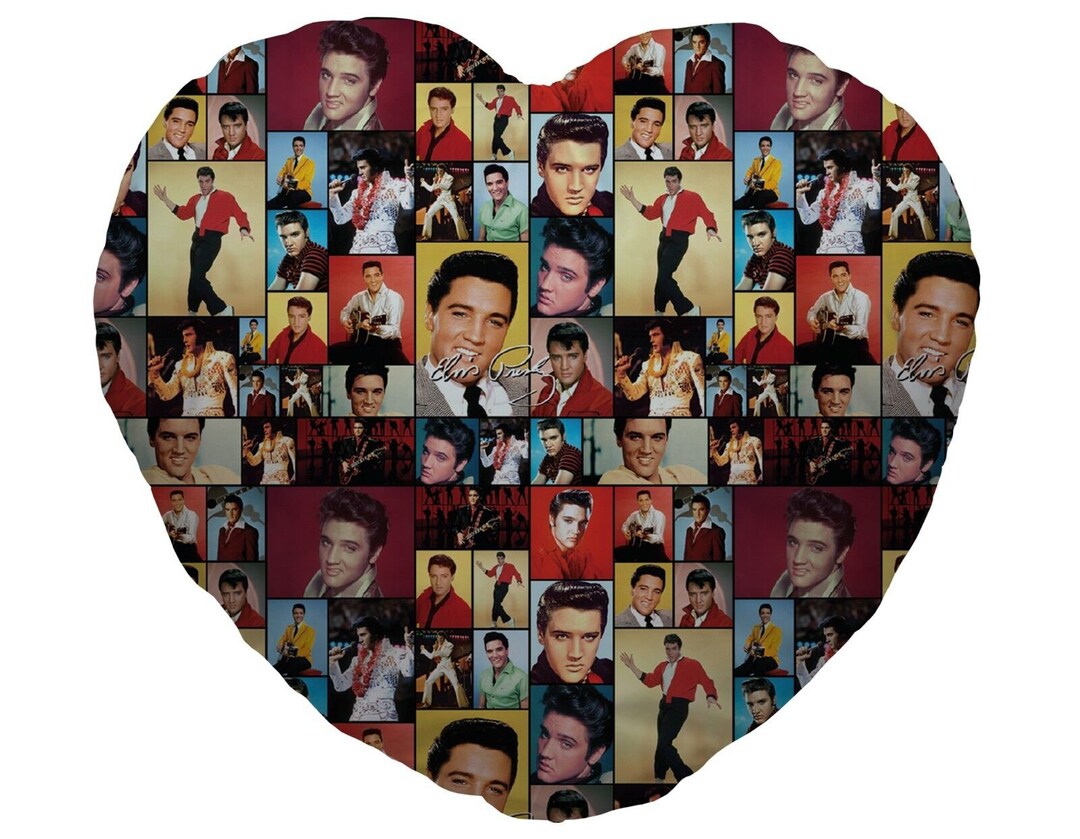 Elvis - Coloured - Montage - Heart Shaped Cushion - Etsy