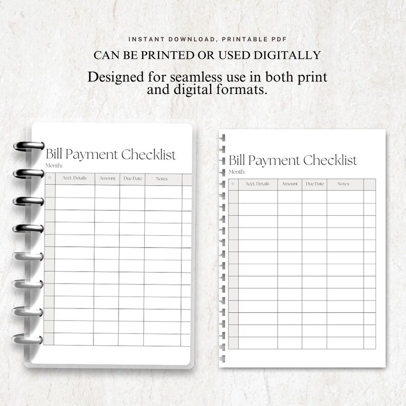 Bill Payment Checklist | Editable Excel and Google Spreadsheet Template ...