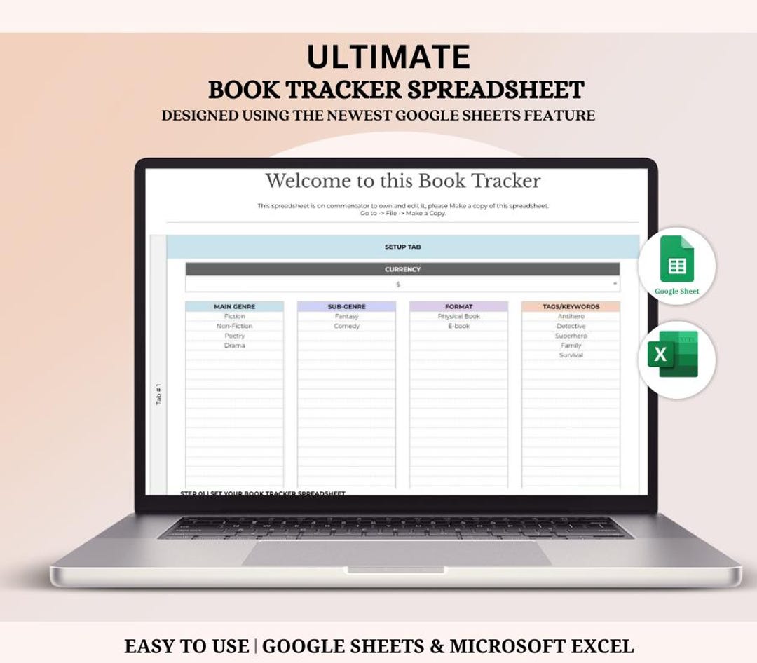 Book Tracker Spreadsheet Customizable Excel and Google Sheets Template ...