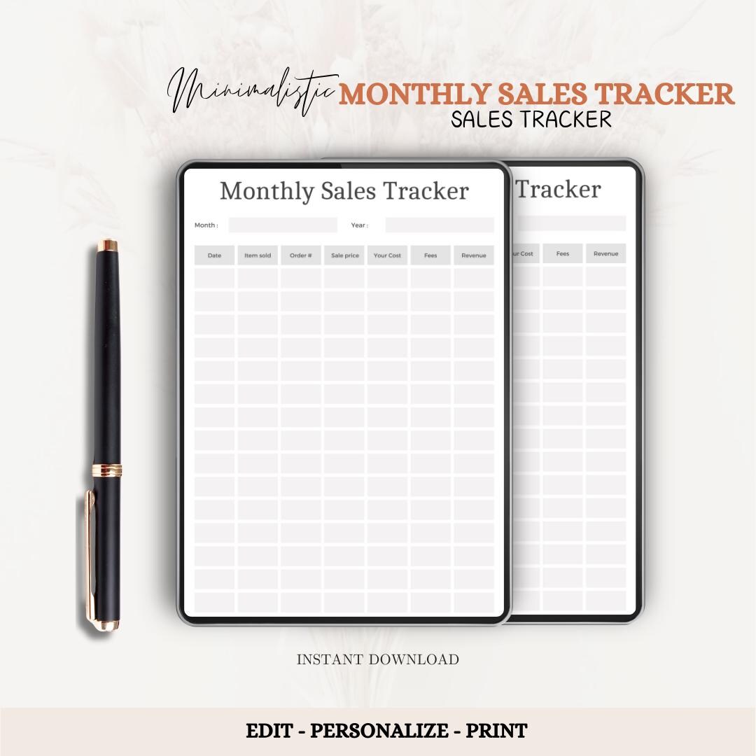 Monthly Sales Tracker, Sales Management Tool, PDF Sales Tracker ...