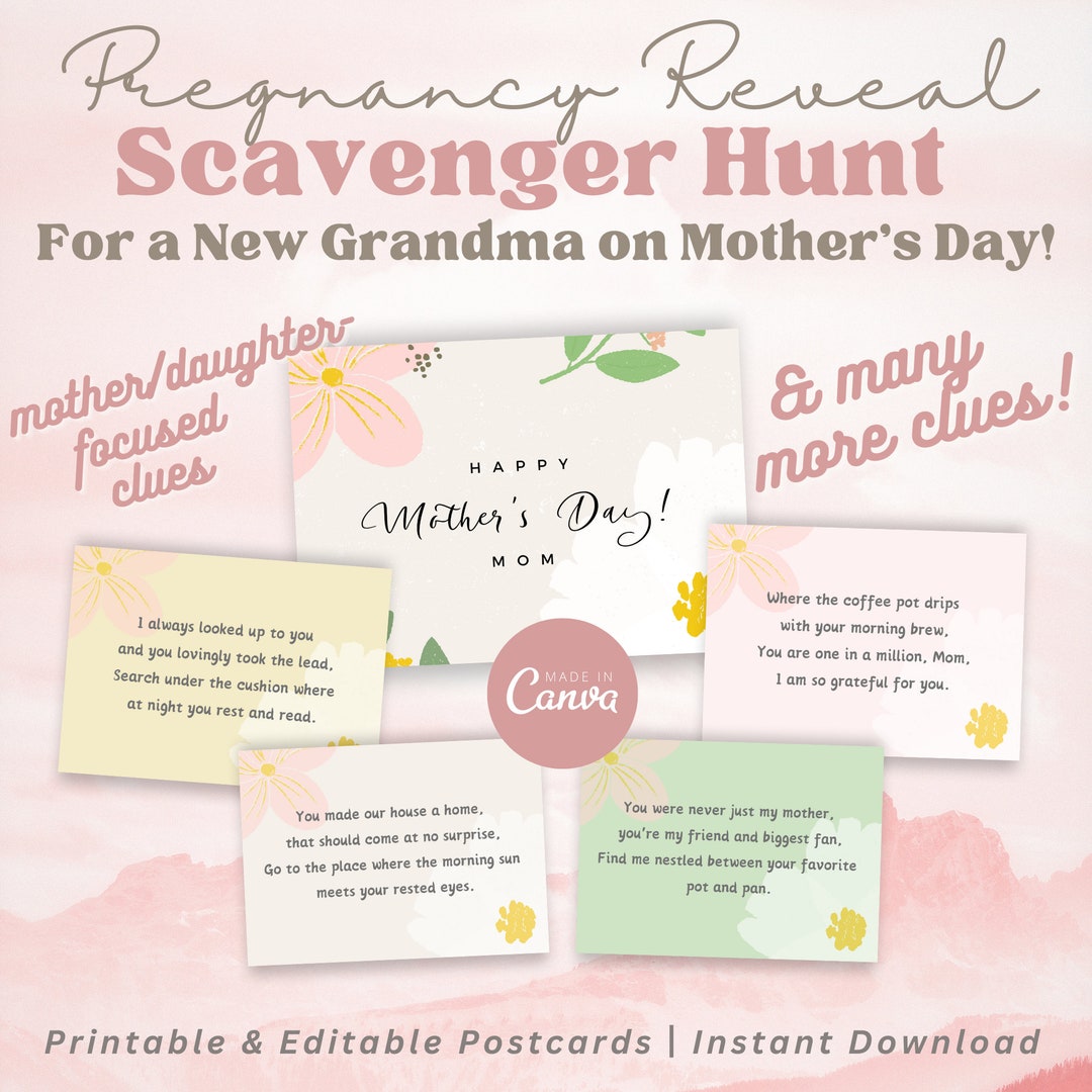 Editable Mother's Day Scavenger Hunt Template, Printable Grandmother ...