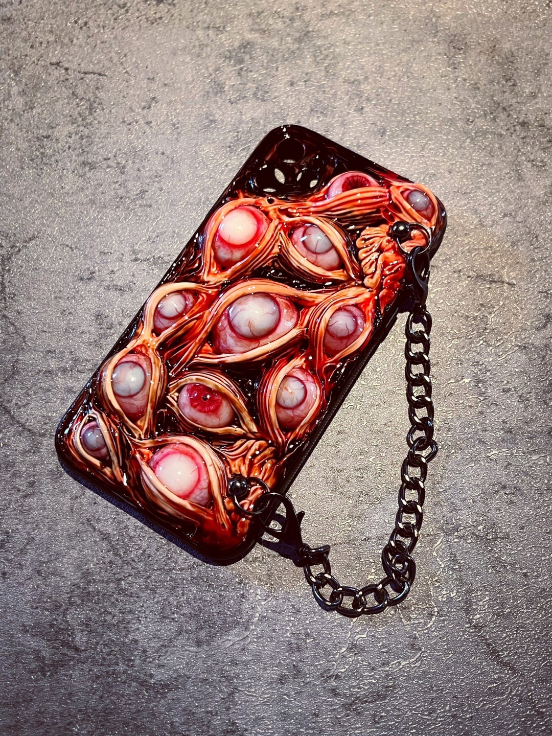 Goth Phone Case 3D Horror Eyes Phone Case Handmade Designer Decoden ...
