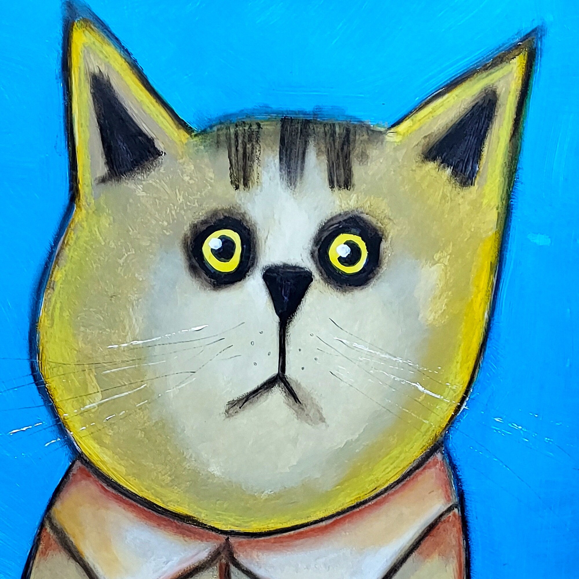 Home Cat Painting Animal Original Art Impasto Palette Knife Kitty ...